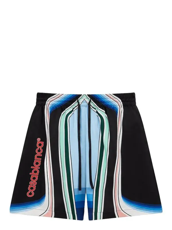 Casablanca Wide-leg Graphic Shorts - Black