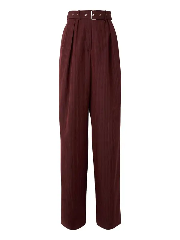 Dries Van Noten High-waisted Wide-leg Pinstripe Trousers - Wine Red