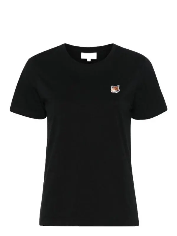 Maison Kitsuné Short Sleeve Crewneck T-shirt With Fox Embroidery - Black