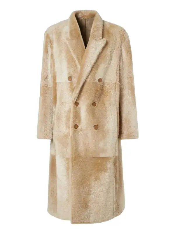 Fendi Shearling Double-breasted Coat - Light Beige