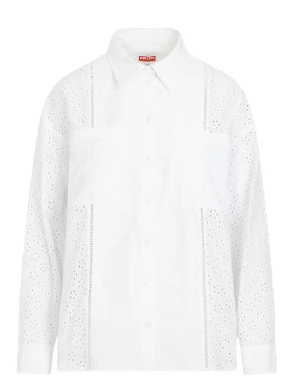 Kenzo Boke Flower Broderie Anglaise Oversized Shirt - White