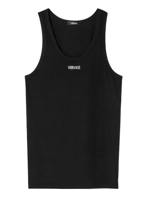 Versace Logo-embroidered Ribbed Tank Top - No