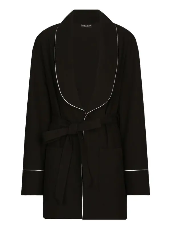 Dolce & Gabbana Shawl Collar Belted Jacket - Black