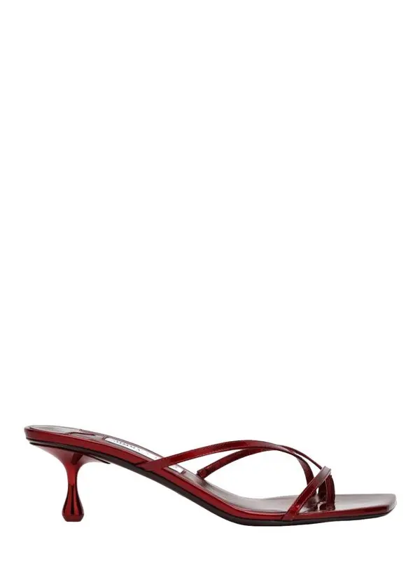 JIMMY CHOO Square Toe High Heeled Sandals - Ruby Red