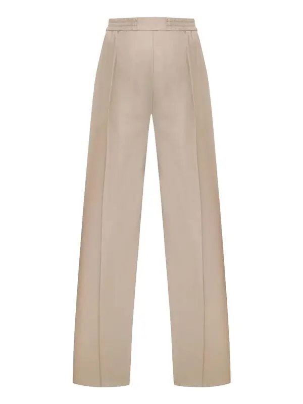 YVES SALOMON Elastic Waist Wide Leg Trousers - Light Brown