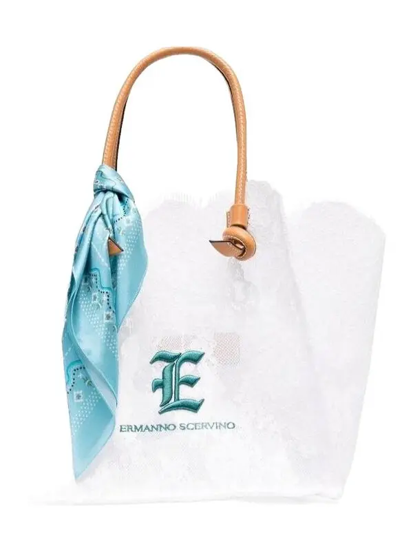 Ermanno Scervino Floral Lace Tote Bag - White