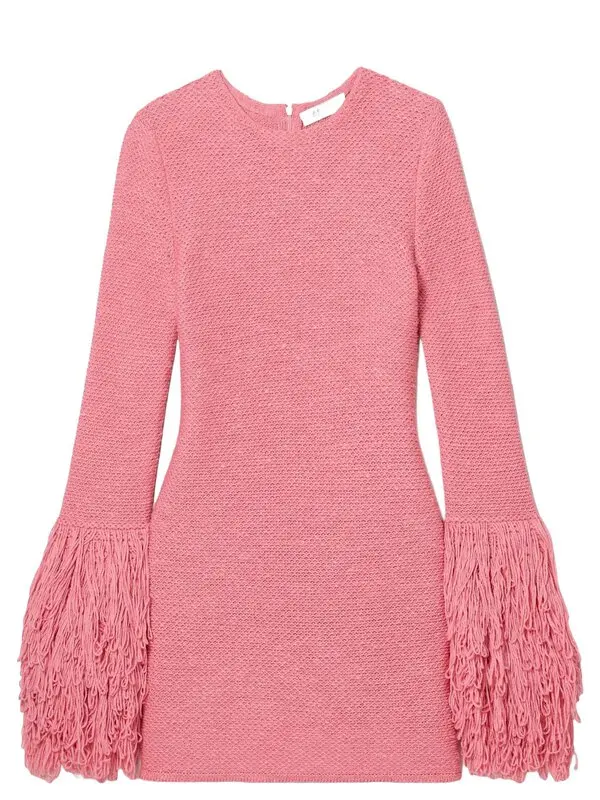 Gabriela Hearst Long Sleeve Tasseled Mini Dress - Pink