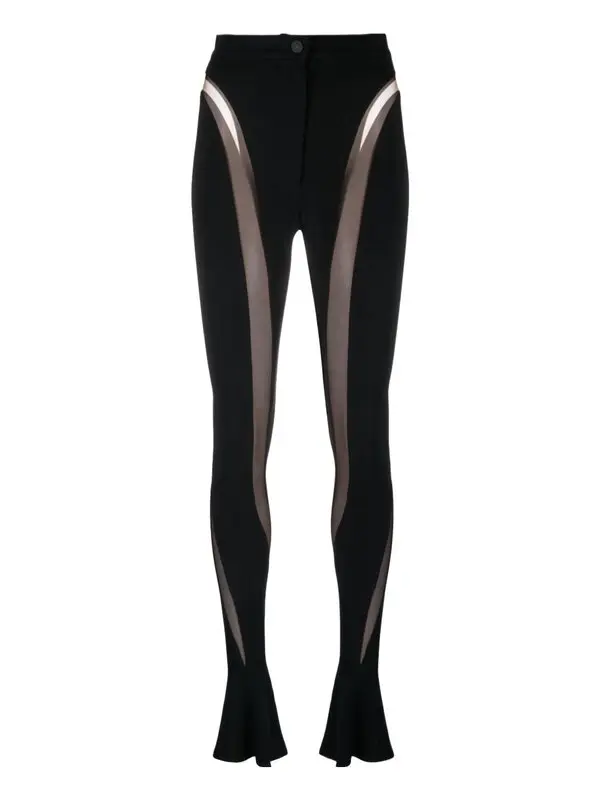 MUGLER High-waisted Paneled Flare Pants - Black