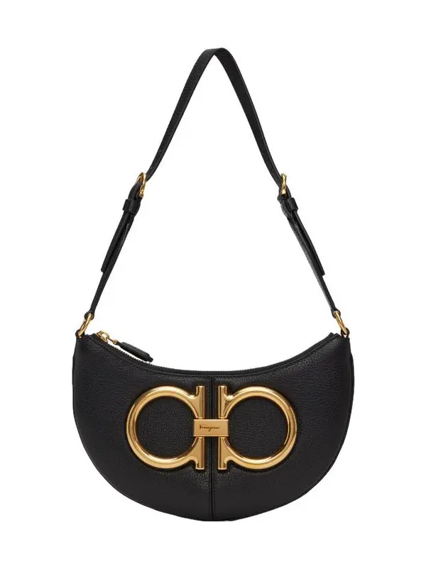 FERRAGAMO Gancini Shoulder Bag - Black
