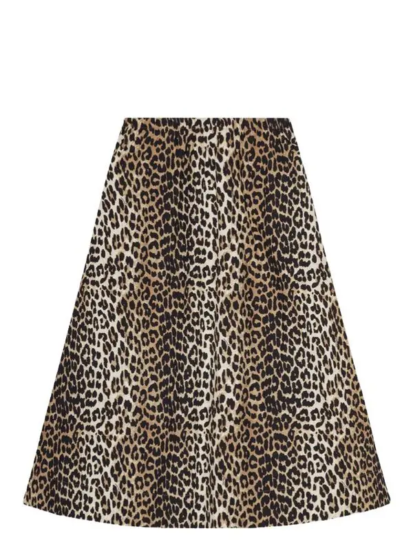 GANNI Print Midi Skirt - Leopard