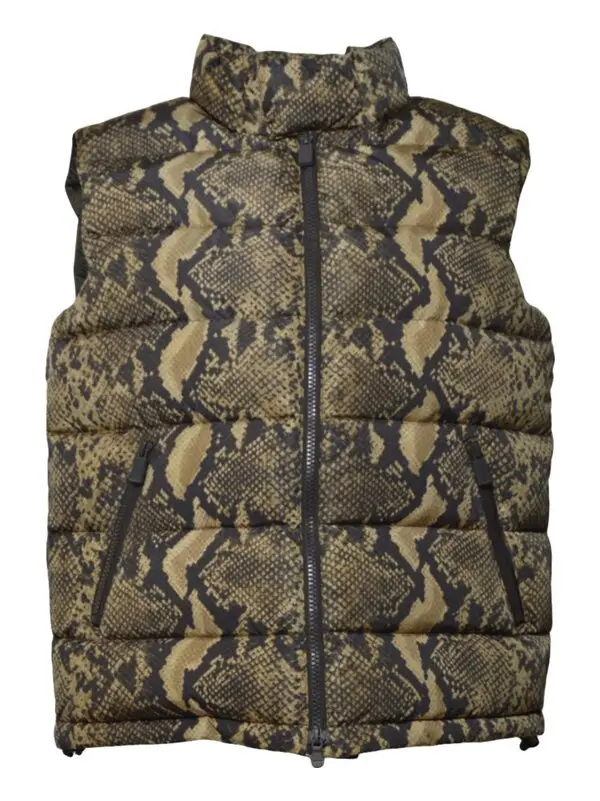 Aspesi Printed Zip-up Gilet - Black