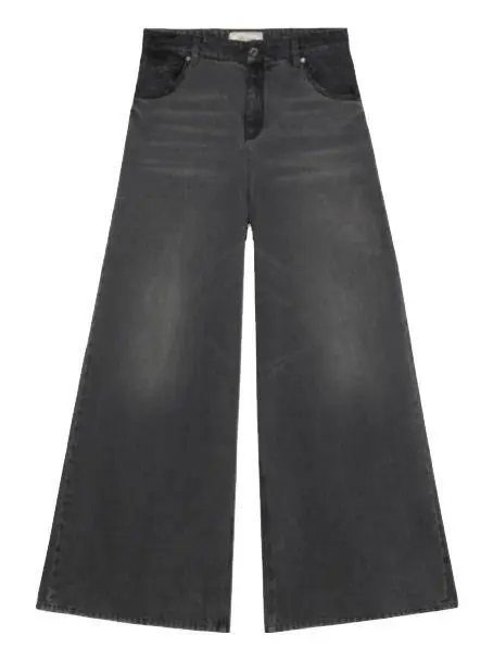 Blumarine Wide-leg Jeans With Lace Details - Grey
