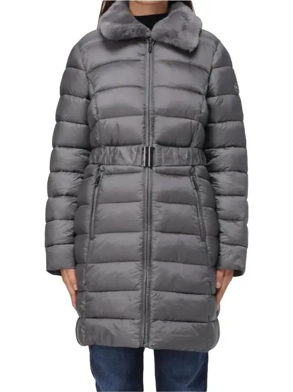 Michael Kors Packable Quilted Puffer Coat With Belt - Gray