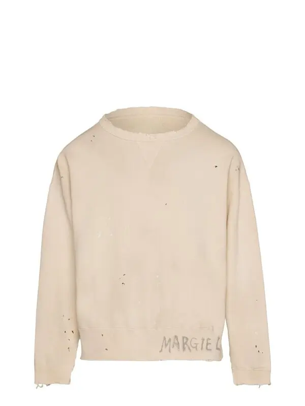 MAISON MARGIELA Distressed Crewneck Sweatshirt - Nude