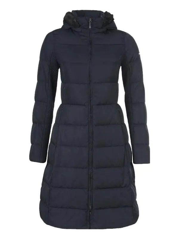 Emporio Armani Long Down Jacket With Hood - Black