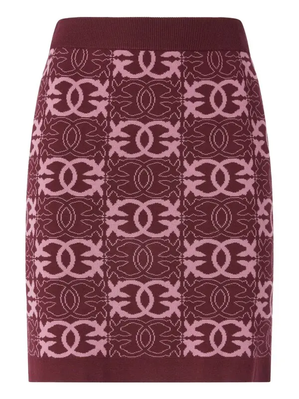 Pinko Logo-pattern Knit Straight Skirt - Red