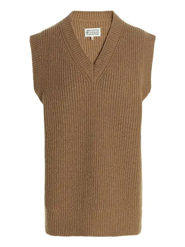 MAISON MARGIELA V-neck Knitted Vest - Brown