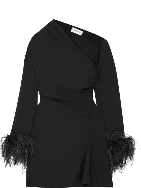 16Arlington Feather Trimmed Dress - Black