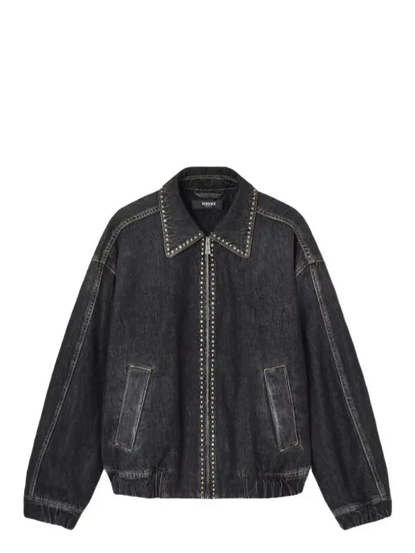 Versace Embellished Denim Blouson - Black