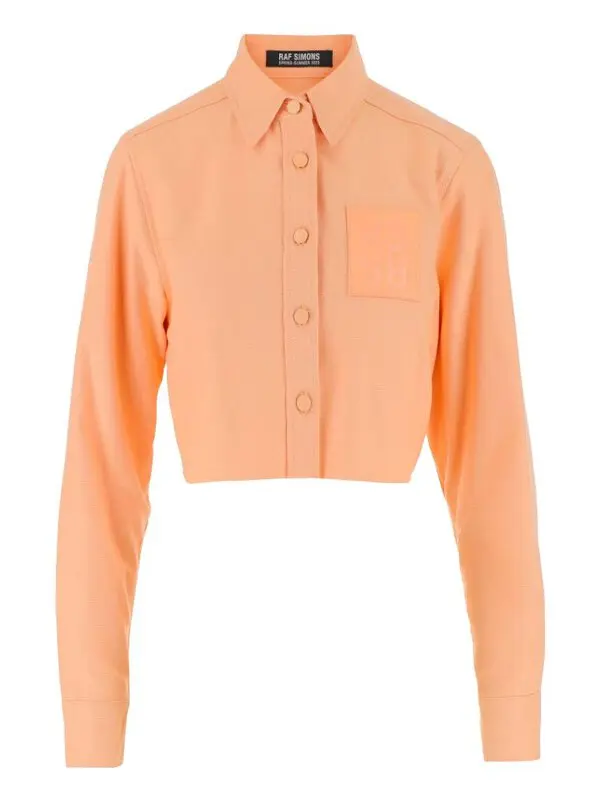 Raf Simons Cropped Shirt With Frayed Hem - Pink