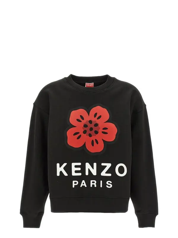 Kenzo Logo Printed Crewneck Sweatshirt - Black