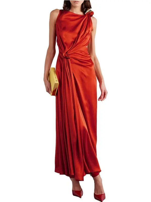 ROKSANDA Fauna Maxi Dress With Gold-tone Embellishments - Red