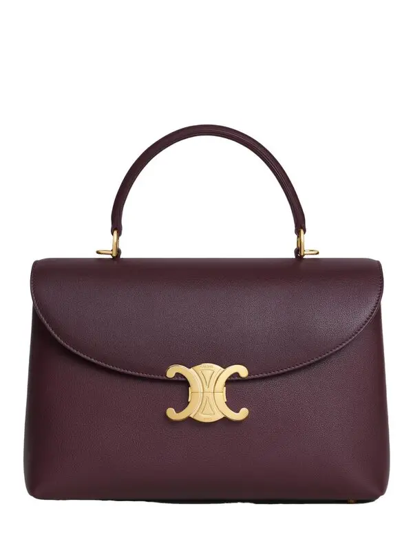 Celine Medium Nino Bag In Supple Grained Calfskin - Deep Burgundy Red