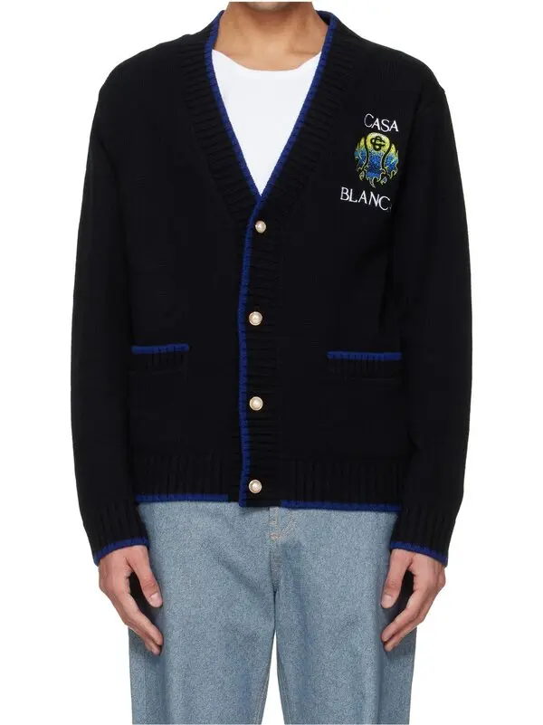 Casablanca Flame Tennis Knitwear Cardigan - Black