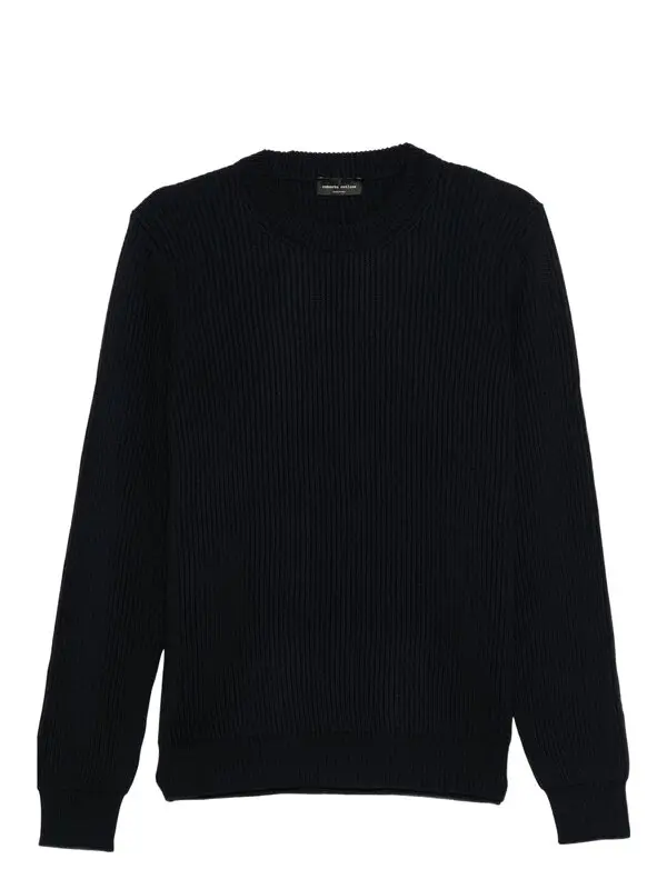 ROBERTO COLLINA Crew Neck Long-sleeved Sweater With Ribbed Trim - Black