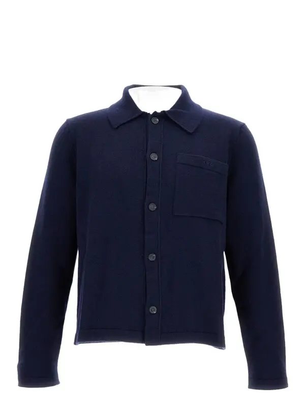 A.p.c. Collared Button-up Coat With Chest Pocket - Blue
