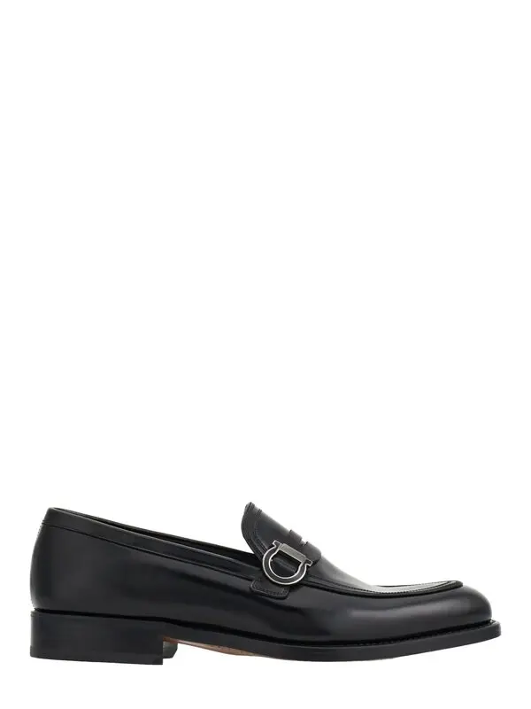 FERRAGAMO Gancini Ornament Loafers - Black