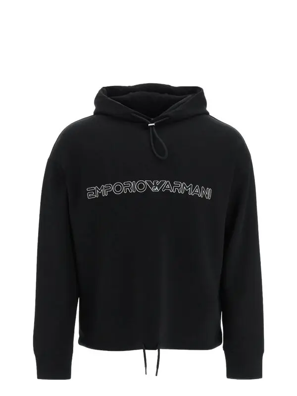 Emporio Armani Embroidered Logo Hoodie - Black