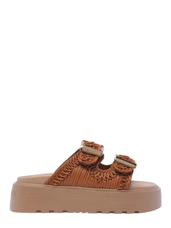 Casadei Birky Ale Slides With Clasp Detailing - Brown