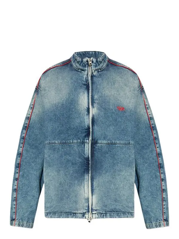 DIESEL® Embroidered Logo Zip-up Jacket - Denim