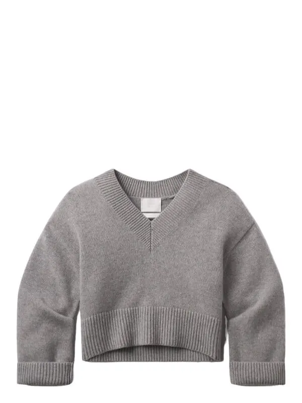 Citizens Of Humanity Gazette Puzzle V-neck Cropped Sweater - Heather Grey