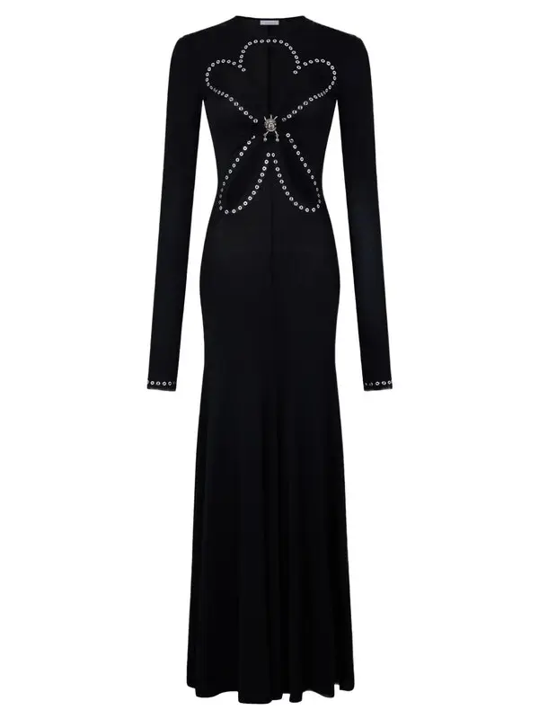 Rabanne Second-skin Long Dress With Geometric Eyelet Detail - Black