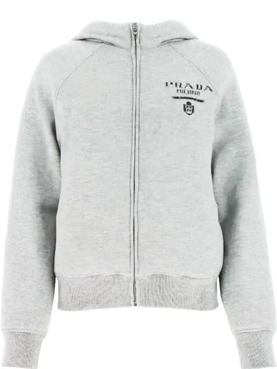 Prada Logo Detail Hooded Jacket - White