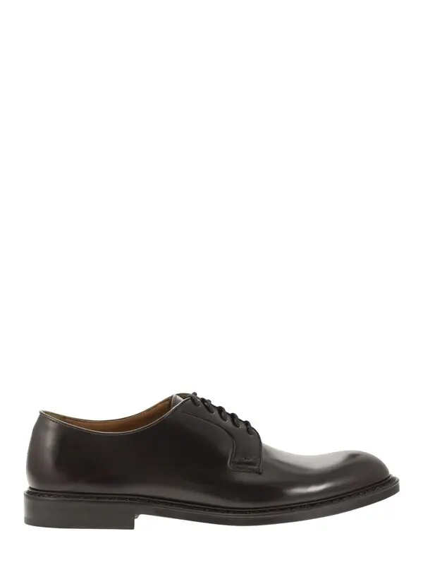 DOUCAL'S Almond Toe Lace-up Derby Shoes - Black