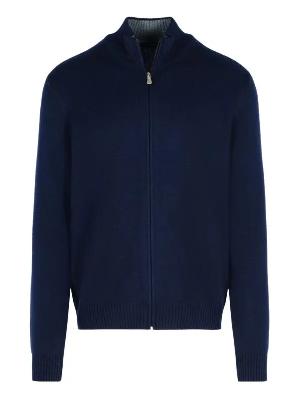 GRAN SASSO High-neck Zip-up Cardigan - Black