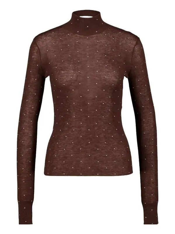 Rabanne Embellished Turtleneck Top - Brown