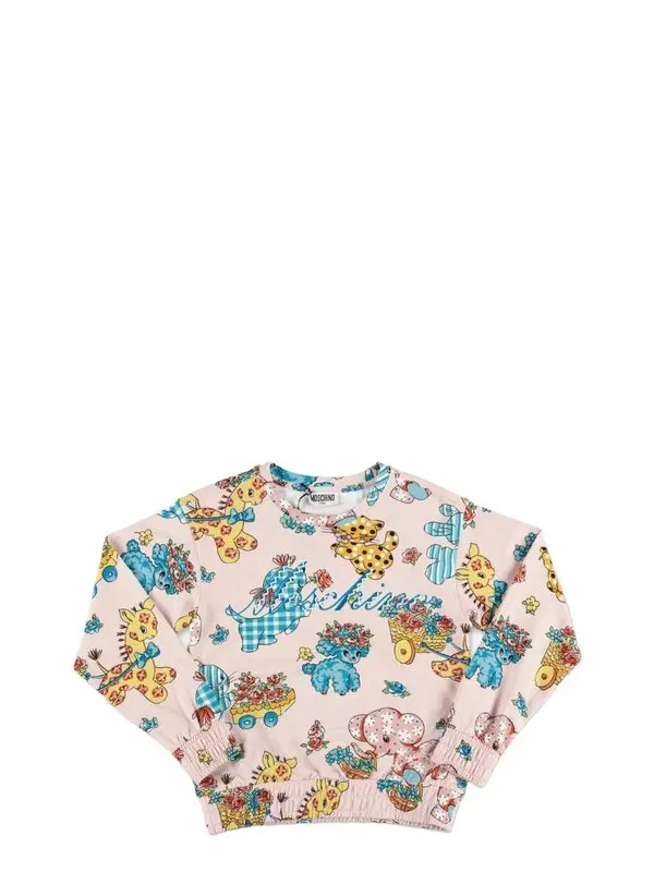 Moschino Long Sleeve Graphic Print Sweatshirt - Pink