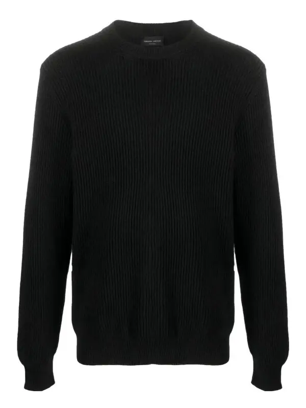 ROBERTO COLLINA Crew Neck Long-sleeved Sweater - Black