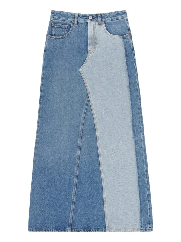 MAISON MARGIELA Two-tone Denim Maxi Skirt - Blue