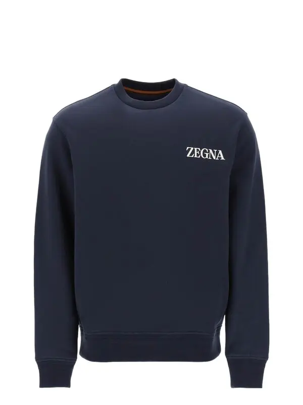 Zegna Crewneck Sweatshirt With Printed Logo - Black