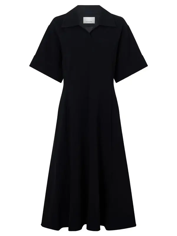 JIL SANDER Short-sleeve Patchwork Crepe Dress - Black