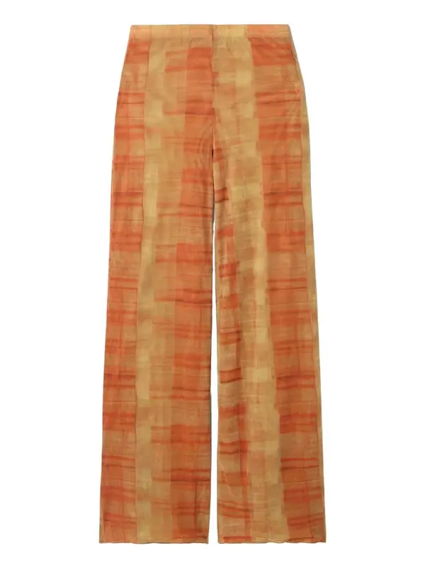 SIR. Ferrera Checked Stretch-tulle Straight-leg Pants - Brown