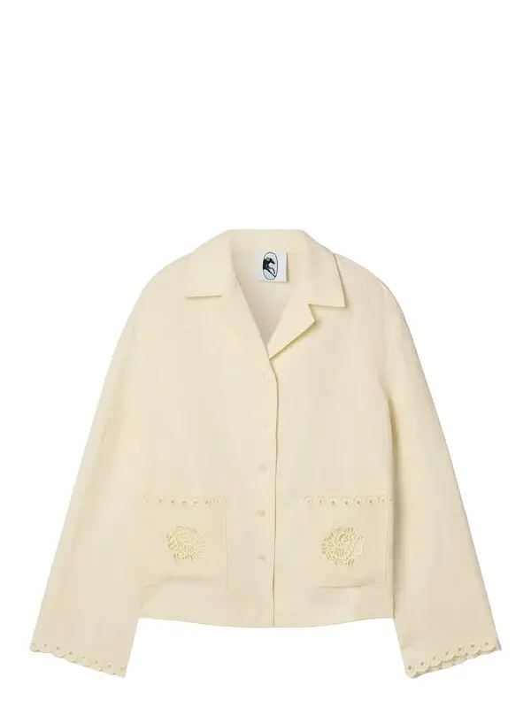 Sleeper Sofia Embroidered Linen Shirt - Nude