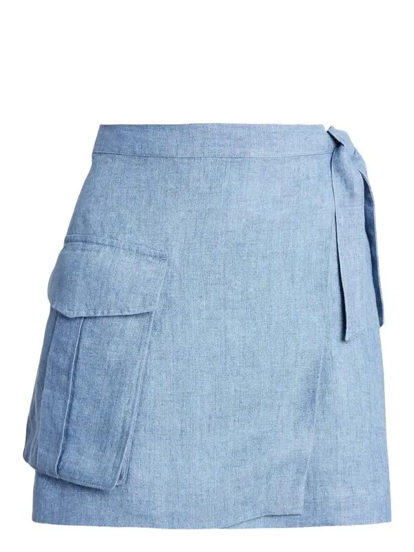 Ralph Lauren Linen Wrap Skirt - Blue