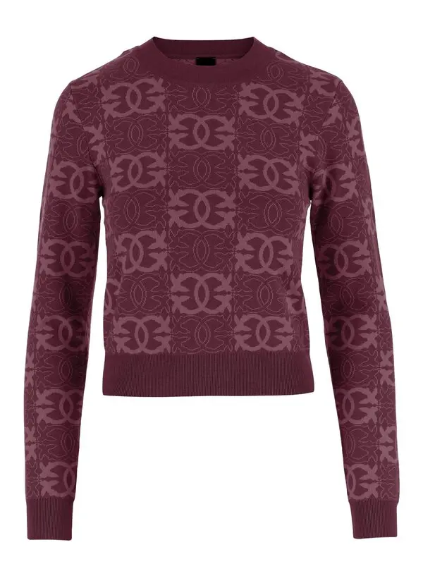 Pinko Cropped Sweater With All-over Love Birds Print - Red