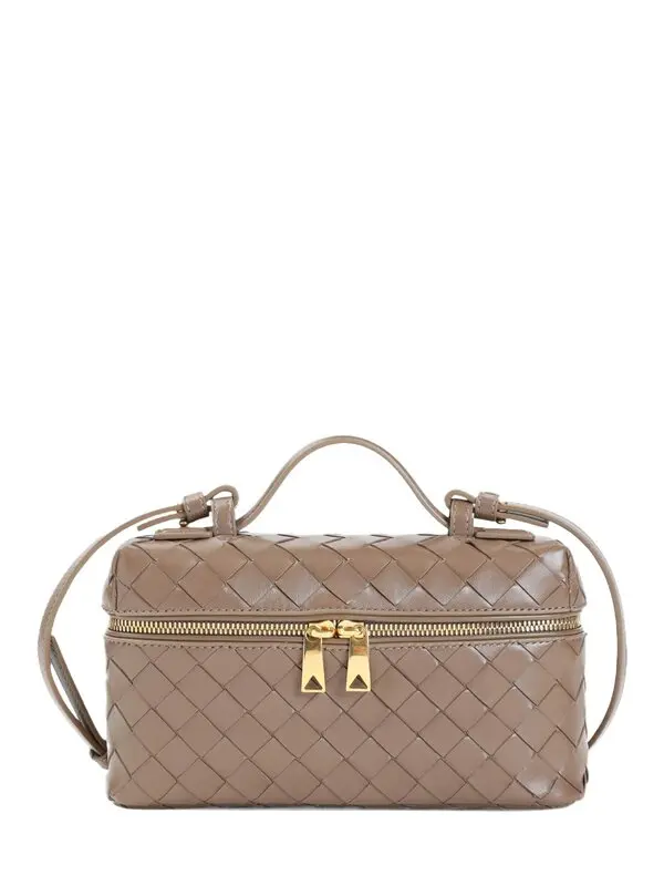 Bottega Veneta Mini Intricciato Leather Vanity Case - Pine Cone
